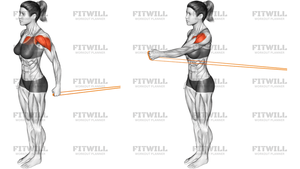 How to do Resistance Band Standing Single Arm Shoulder Flexion ...