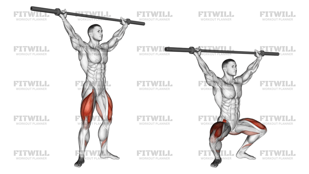 Sentadilla Con Barra Por Encima De La Cabeza: Guía de Ejercicios, Video ...