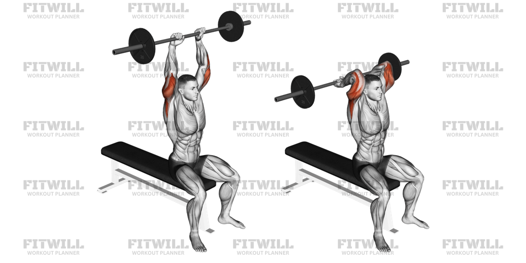 Barbell Seated Overhead Triceps Extension: Exercise Guide, Video ...