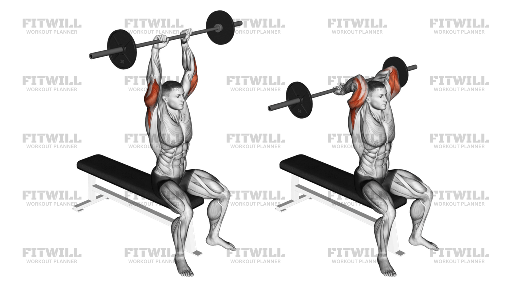 Barbell Seated Overhead Triceps Extension: Exercise Guide, Video, Techniques, Benefits, How to ...