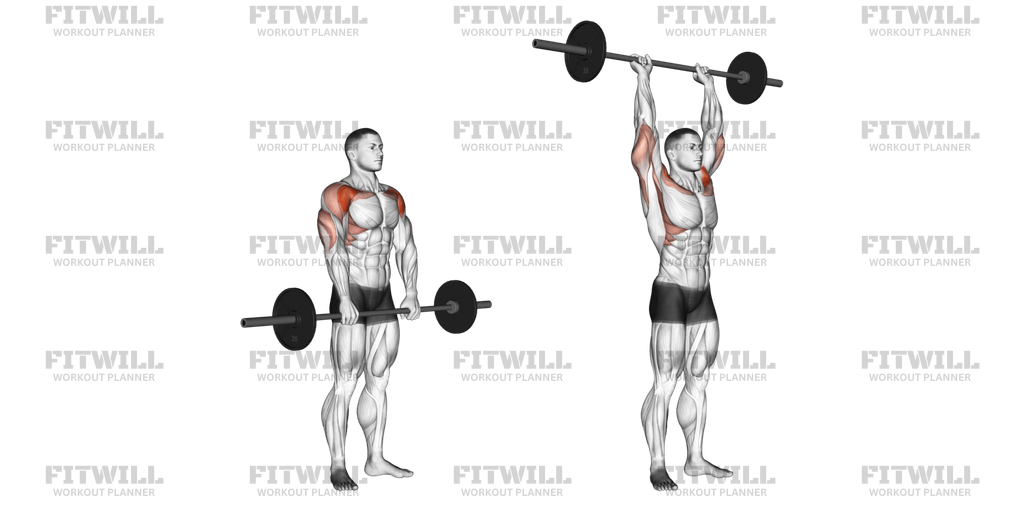 Barbell Standing Front Raise Over Head: Exercise Guide, Techniques ...