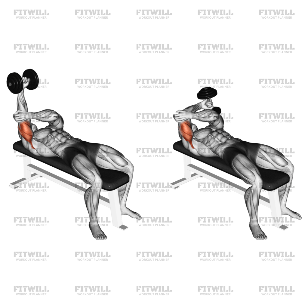 Dumbbell Lying One Arm Pronated Triceps Extension: Exercise Guide ...