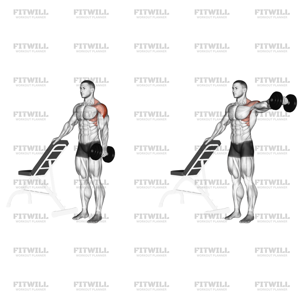 Dumbbell One Arm Lateral Raise With Support: Exercise Guide, Techniques ...