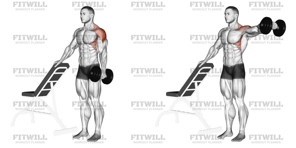 Dumbbell One Arm Lateral Raise With Support: Exercise Guide, Techniques ...