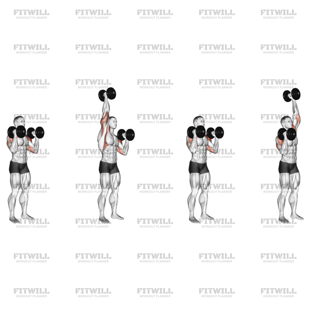 Dumbbell Standing Alternate Overhead Press: Exercise Guide, Video ...