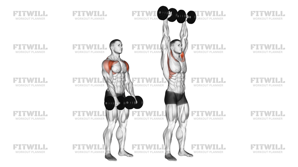 Dumbbell Standing Front Raise Above Head: Exercise Guide, Video ...