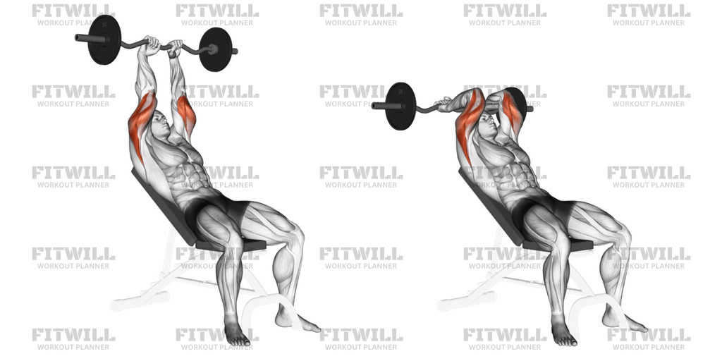 EZ-Barbell Incline Triceps Extension: Exercise Guide, Video, Techniques ...