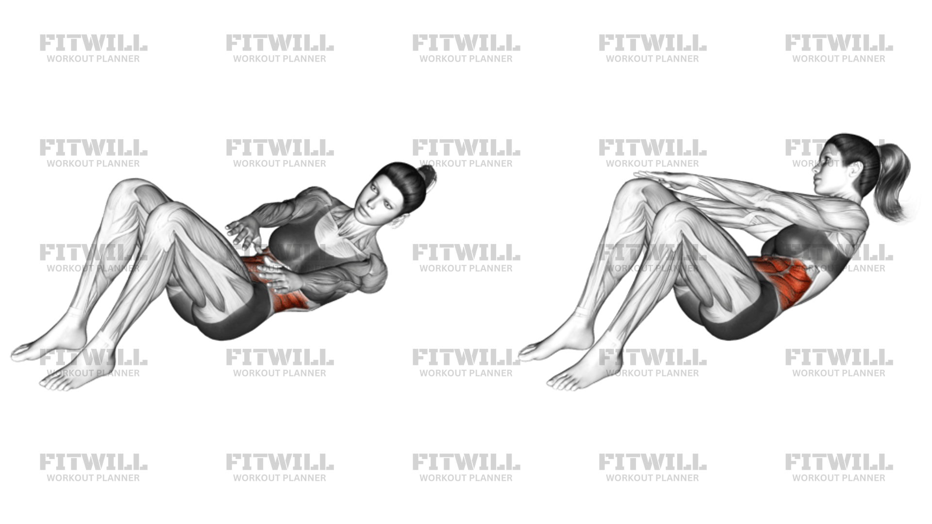 Twisting Crunch (arms Straight): Exercise Guide, Video, Techniques ...