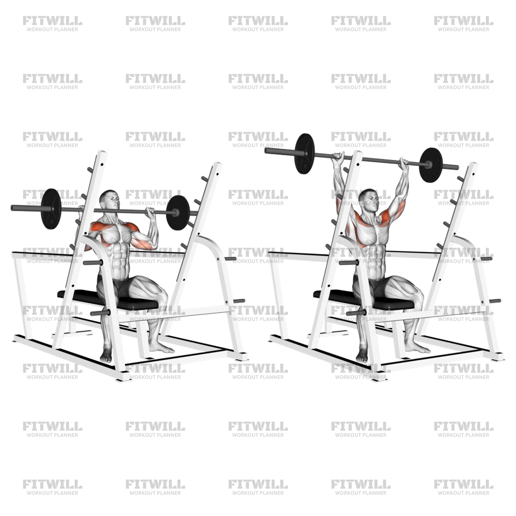 Barbell Seated Military Press (inside Squat Cage): Exercise Guide ...
