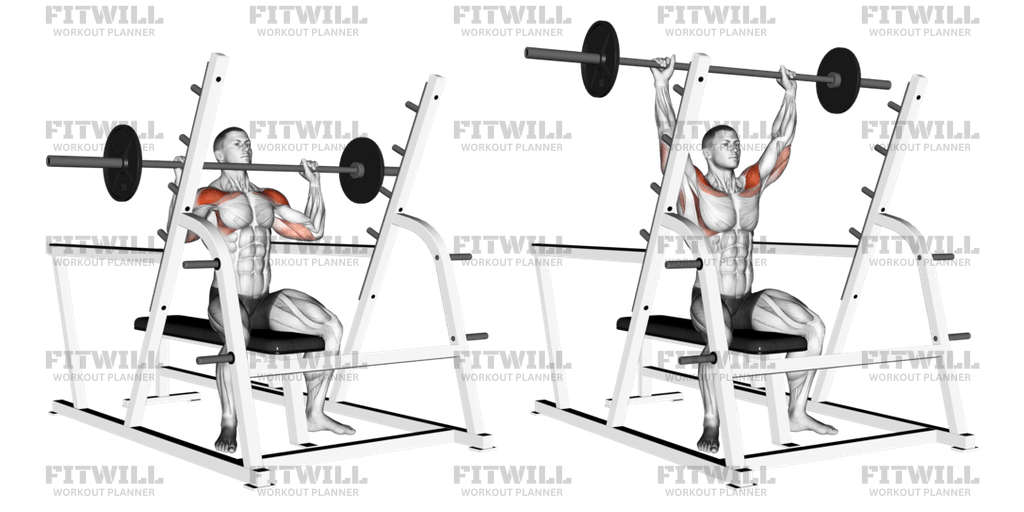 Barbell Seated Military Press (inside Squat Cage): Exercise Guide ...