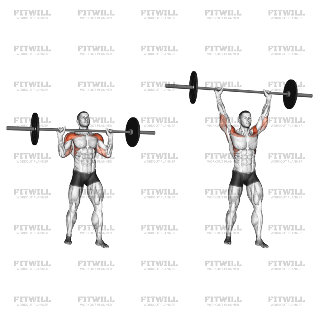 Barbell Standing Military Press (without Rack): Exercise Guide, Video ...