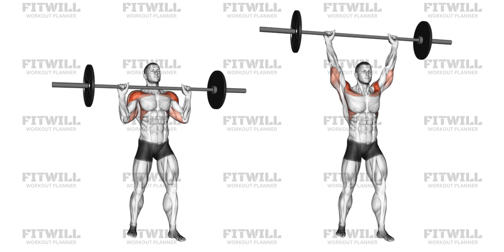 Barbell Standing Military Press (without Rack): Exercise Guide, Video ...