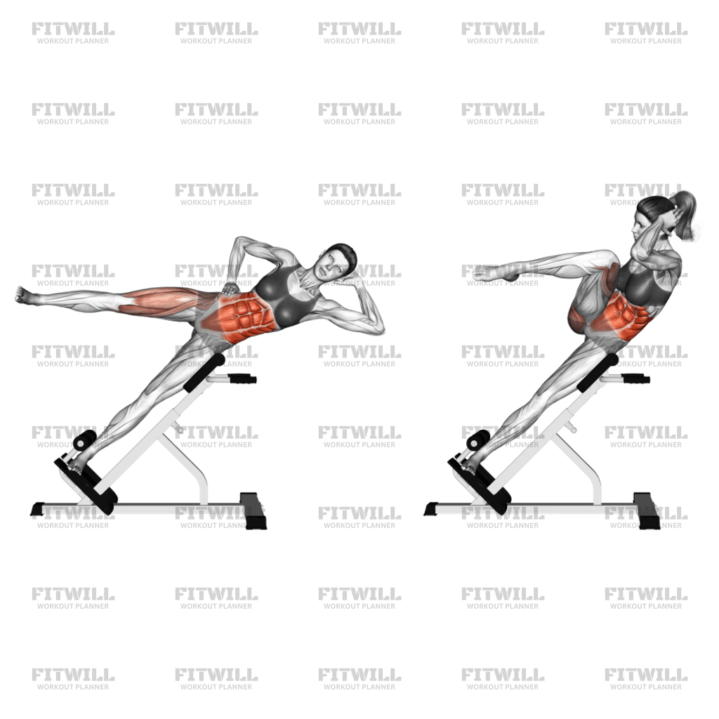 Roman Chair 45 Degree Bicycle Twisting Crunch: Exercise Guide, Video ...