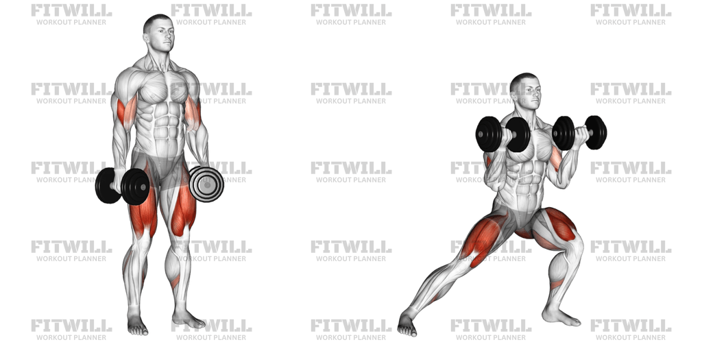 Dumbbell Lateral Lunge With Bicep Curl: Exercise Guide, Techniques ...