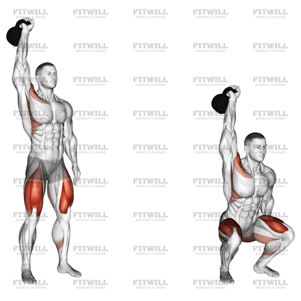Kettlebell One Arm Overhead Squat: Exercise Guide, Video, Techniques, Benefits, How to, Muscles ...