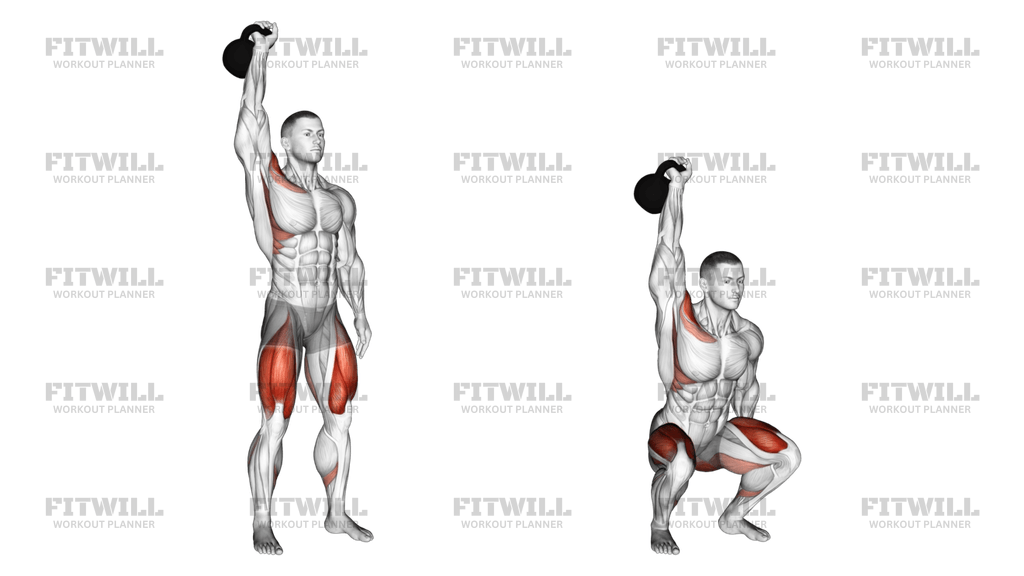 Kettlebell One Arm Overhead Squat: Exercise Guide, Video, Techniques ...