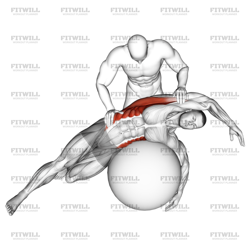 Assisted Oblique And Latissimus Dorsi Stretch On Stability Ball ...