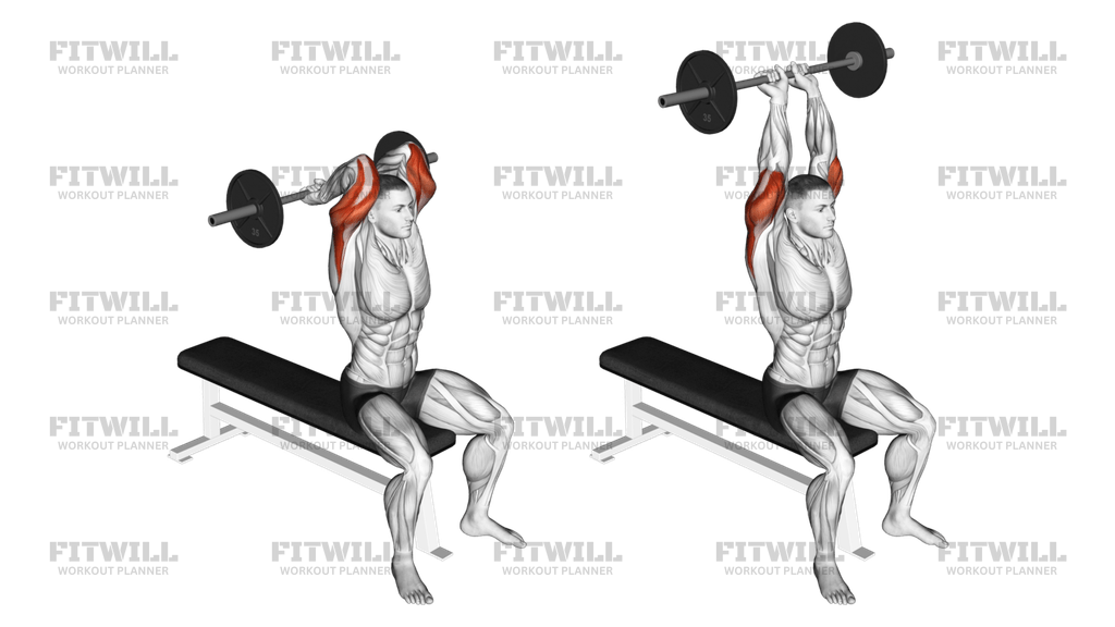 Barbell Seated Close Grip Behind Neck Triceps Extension: Exercise Guide ...