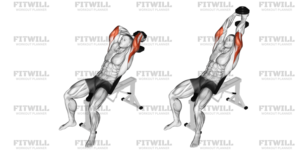 Dumbbell Incline Two Arm Extension: Exercise Guide, Video, Techniques ...