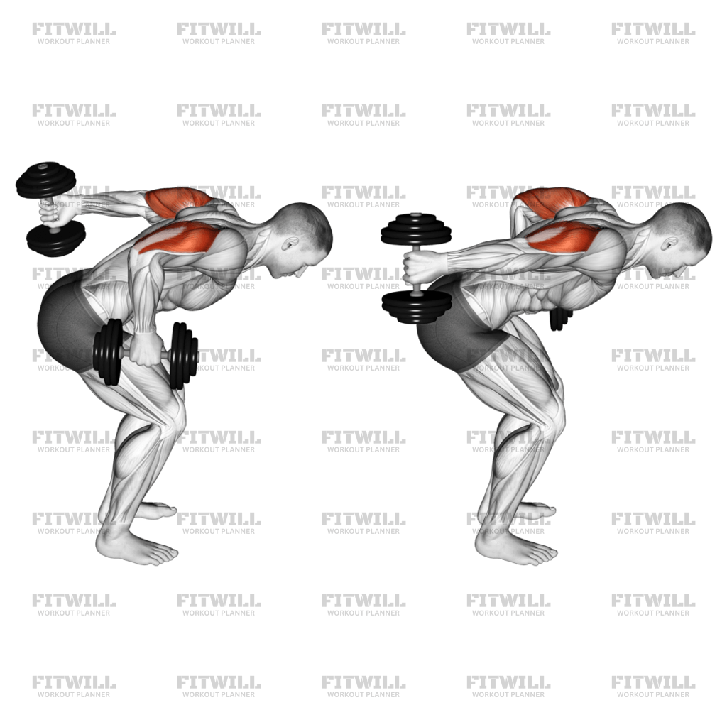 Dumbbell Standing Alternating Tricep Kickback: Exercise Guide ...