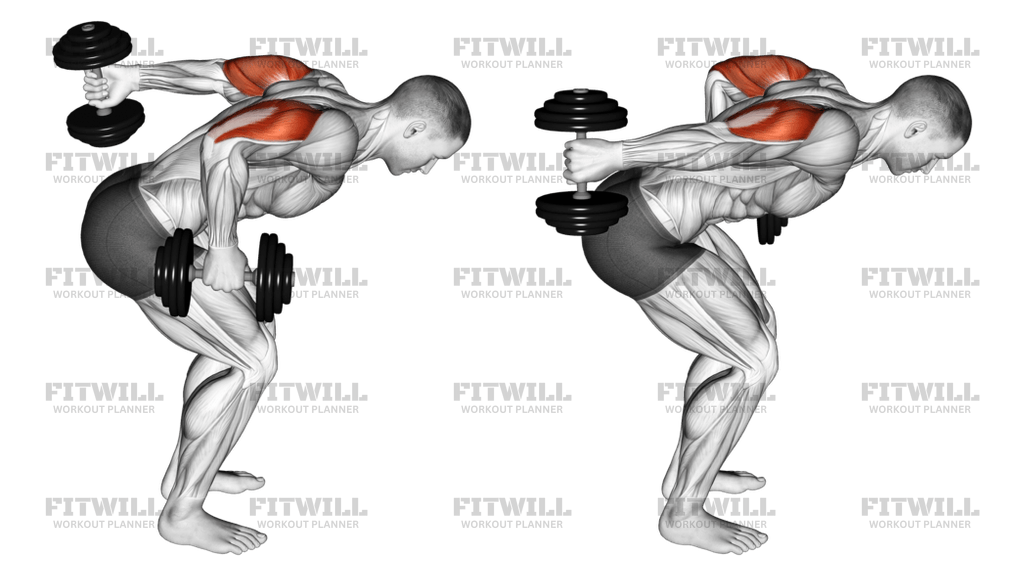 Dumbbell Standing Alternating Tricep Kickback: Exercise Guide ...