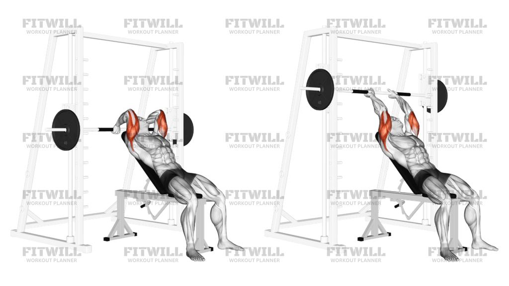 Smith Machine Incline Tricep Extension: Exercise Guide, Video ...
