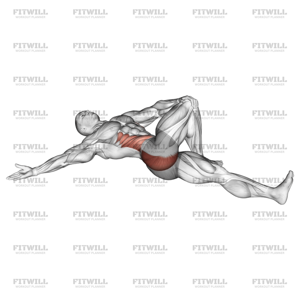 Lying Cross Over Knee Pull Down Stretch: Exercise Guide, Video, Techniques, Benefits, How to ...