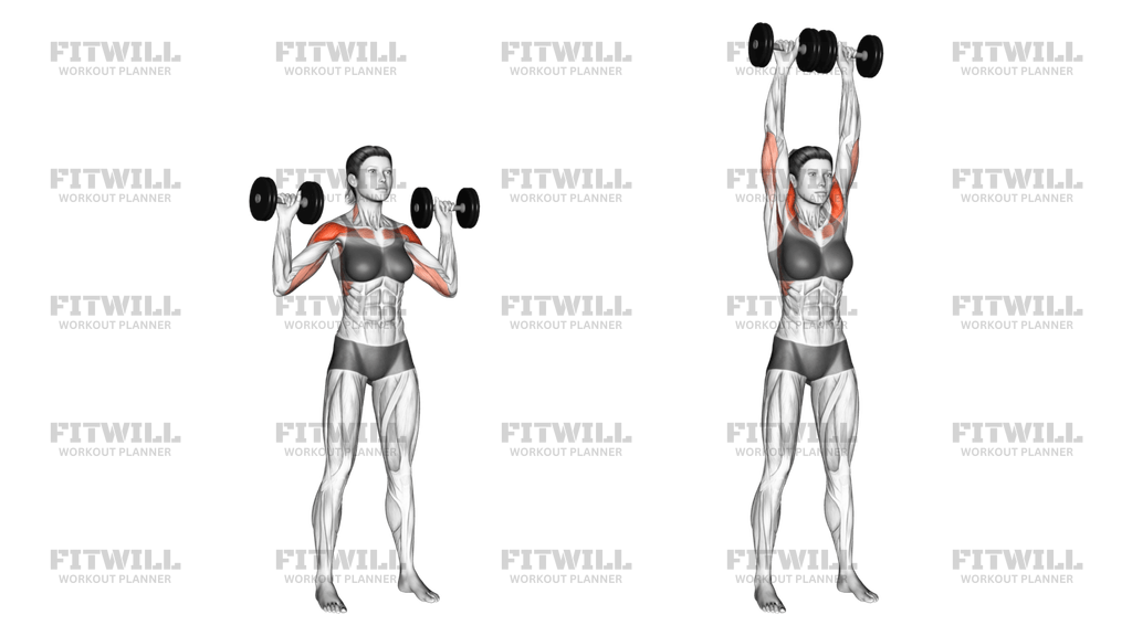 Dumbbell Standing Overhead Press: Exercise Guide, Video, Techniques, Benefits, How to, Muscles ...