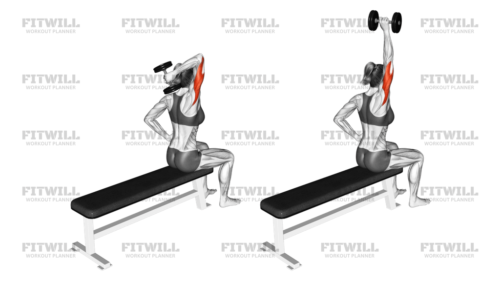 Dumbbell One Arm Triceps Extension (on Bench): Exercise Guide, Video ...