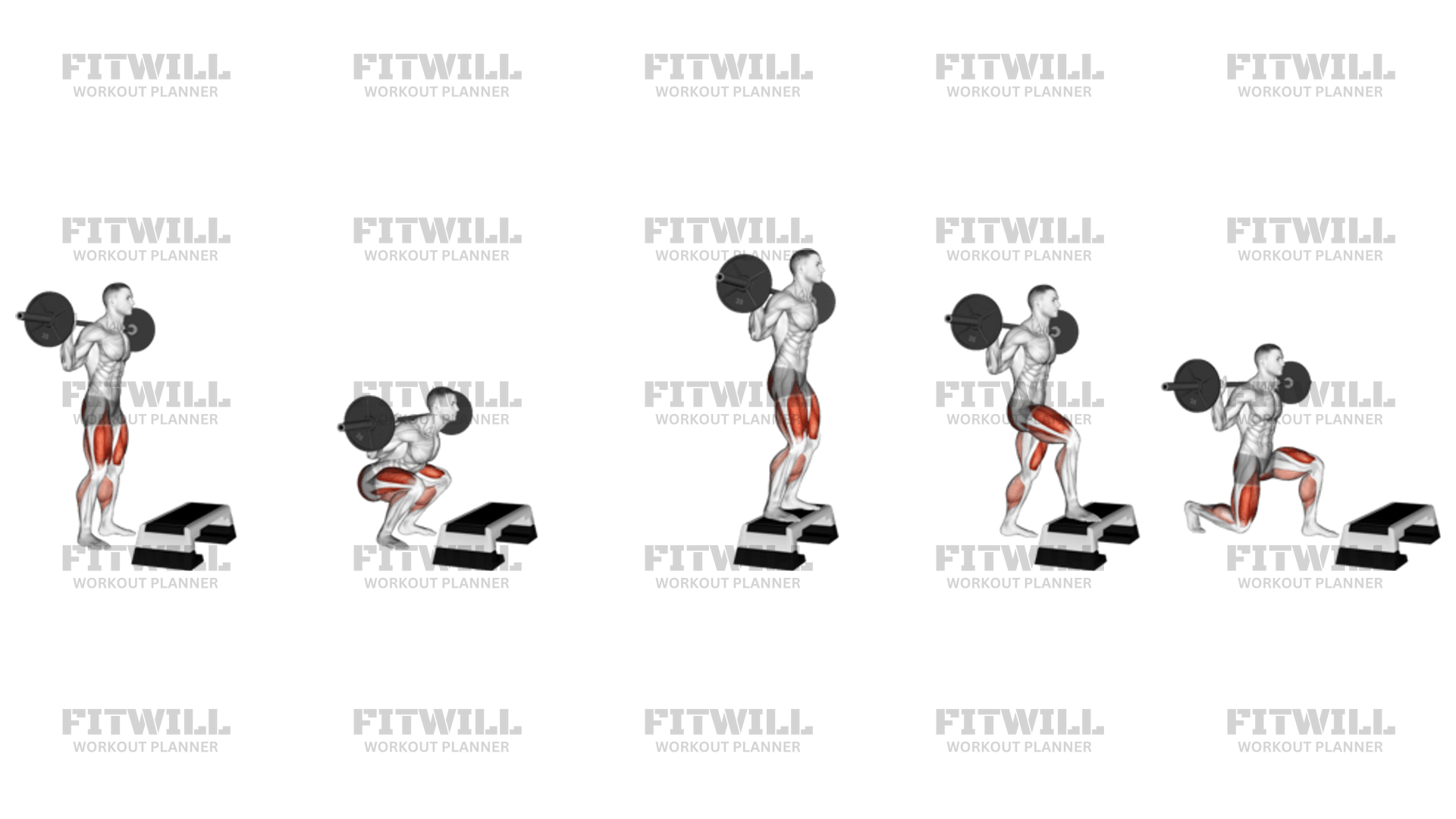 Barbell Squat Jump Step Rear Lunge: Exercise Guide, Techniques ...