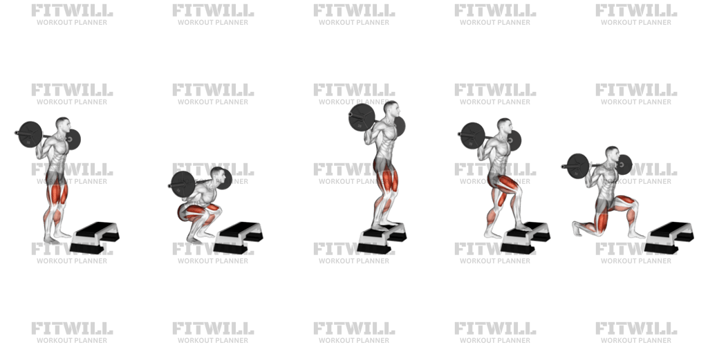 Barbell Squat Jump Step Rear Lunge: Exercise Guide, Techniques ...