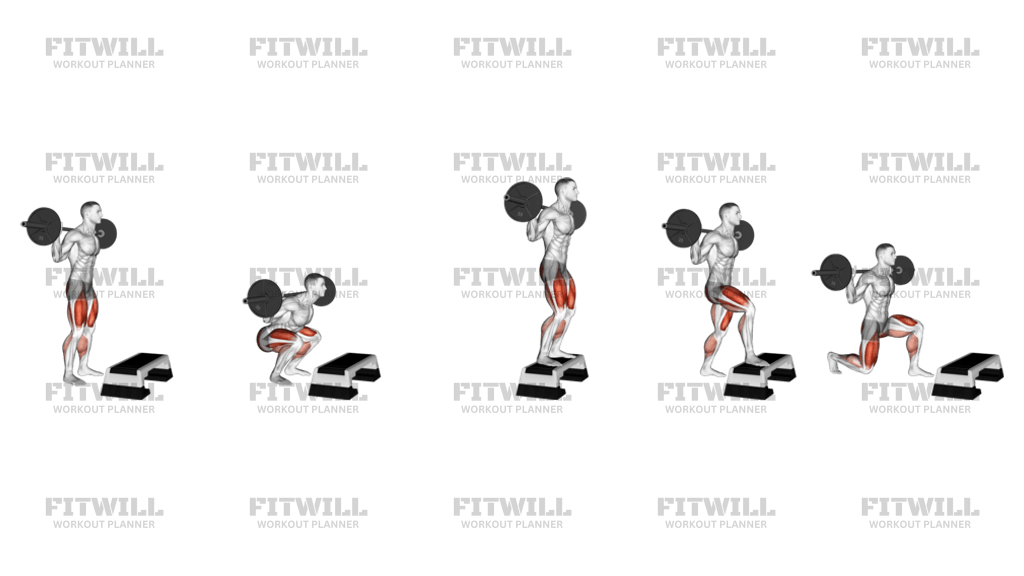 Barbell Squat Jump Step Rear Lunge: Exercise Guide, Techniques ...