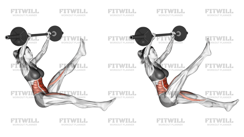 Barbell Sitted Alternate Leg Raise: Exercise Guide, Techniques ...