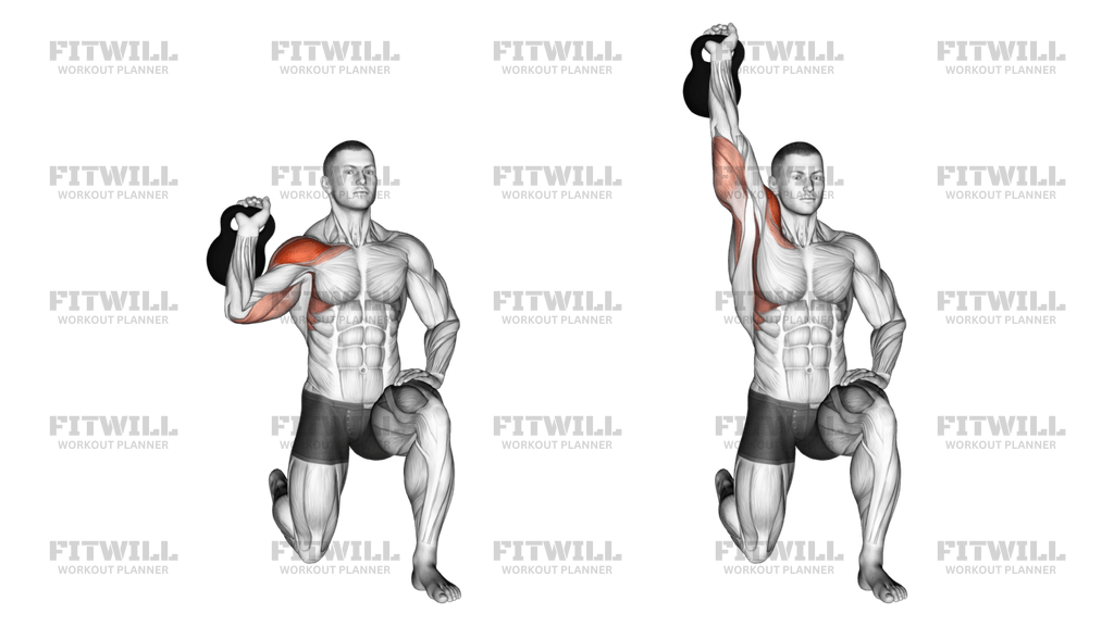 Kettlebell Half Kneeling Shoulder Press: Exercise Guide, Video ...
