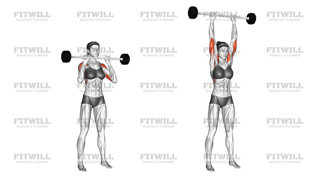 Barbell Standing Close Grip Military Press: Exercise Guide, Video ...