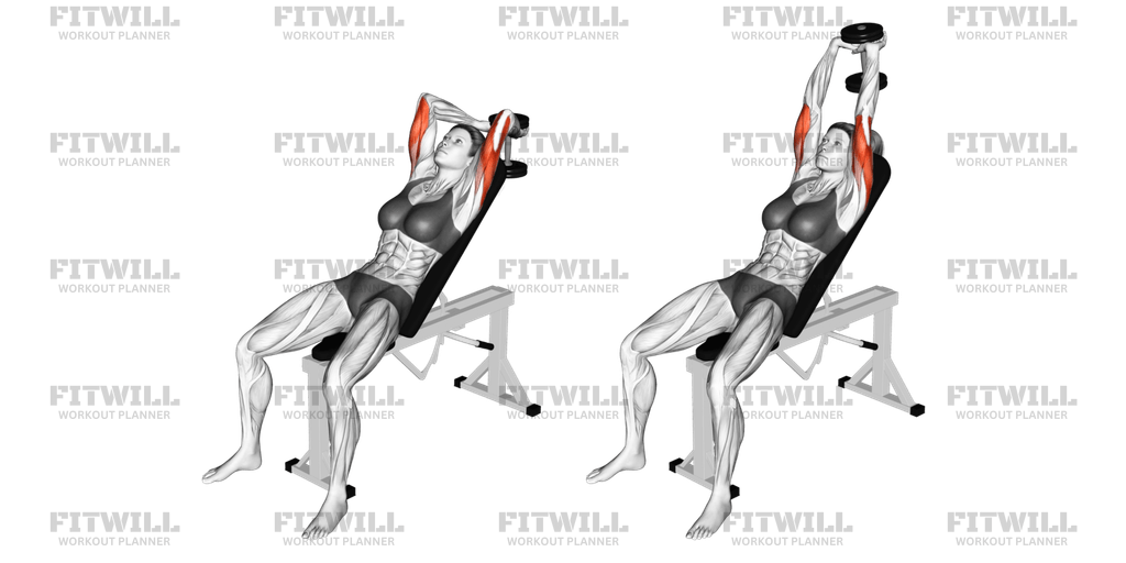 Dumbbell Incline Two Arm Extension: Exercise Guide, Techniques ...