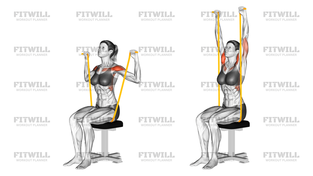Resistance Band Seated Shoulder Press Exercise Guide Techniques Benefits How To Muscles