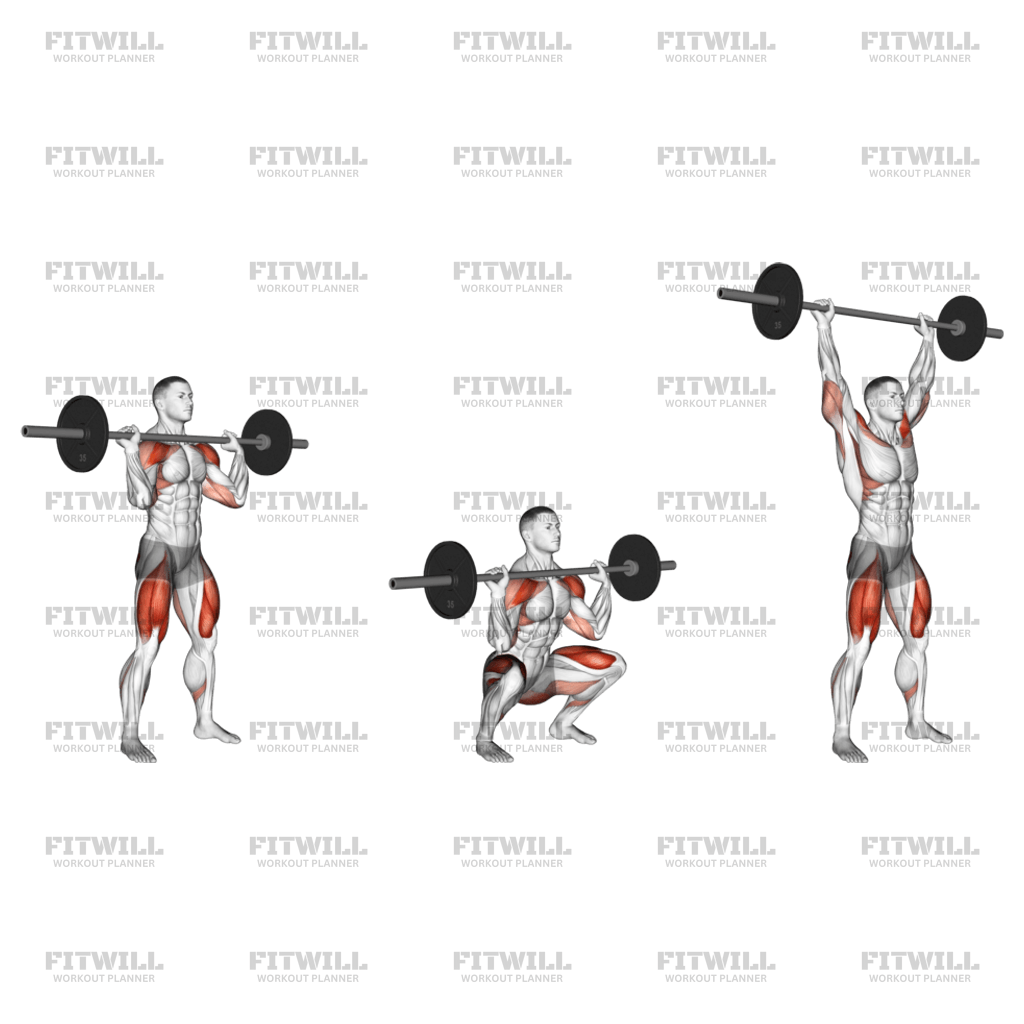 Barbell Thruster Exercise Guide Video Techniques Benefits How to Muscles Worked Tips Tricks Fitwill