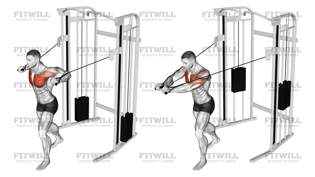 Cable Standing Chest Press: Exercise Guide, Video, Techniques, Benefits ...
