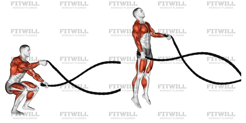 Battling Ropes Alternate Arms Jump Squat: Exercise Guide, Video ...
