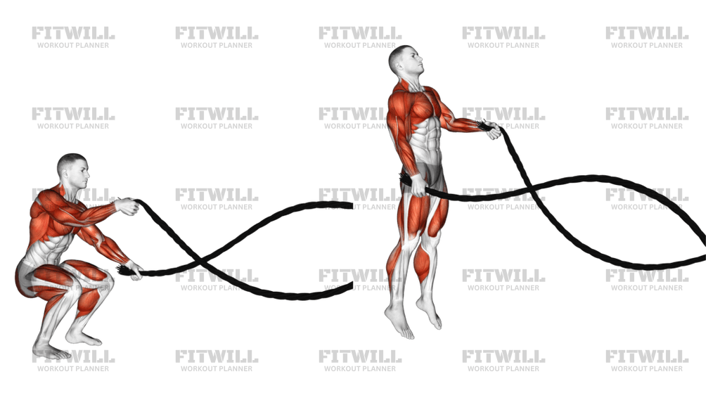 Battling Ropes Alternate Arms Jump Squat: Exercise Guide, Video ...