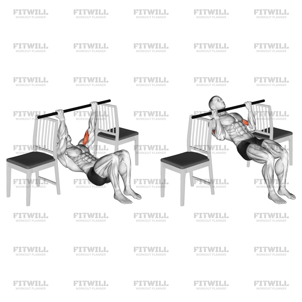 Inverted Chin Curl With Bent Knee Between Chairs: Exercise Guide, Video ...