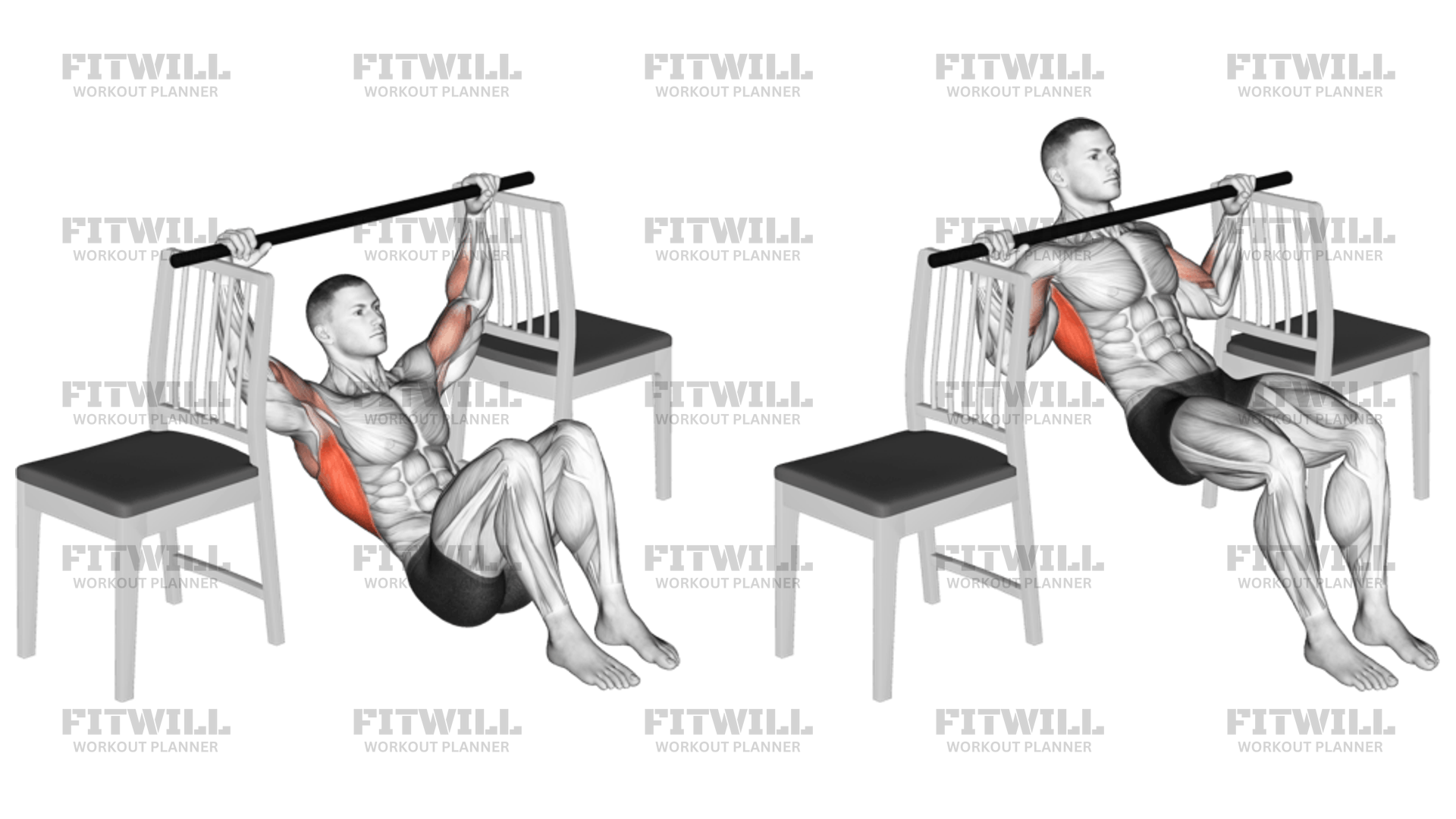 Pull-up With Bent Knee Between Chairs: Exercise Guide, Video ...