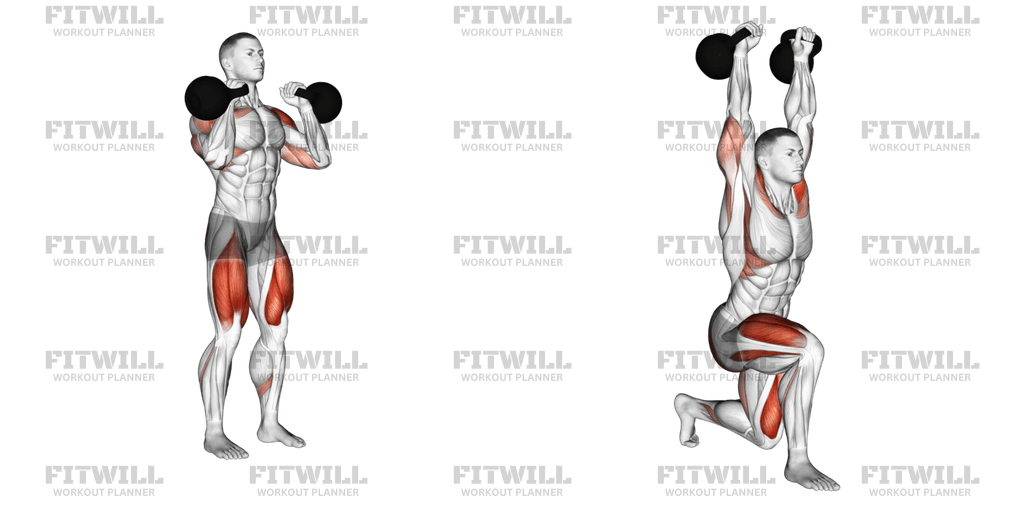 Kettlebell Lunge Clean And Press: Exercise Guide, Techniques, Benefits, How to, Muscles Worked ...