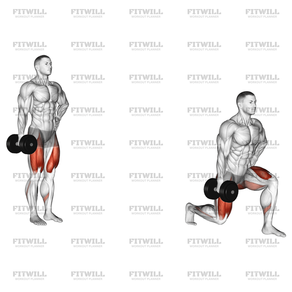 Dumbbell Contralateral Forward Lunge: Exercise Guide, Techniques ...