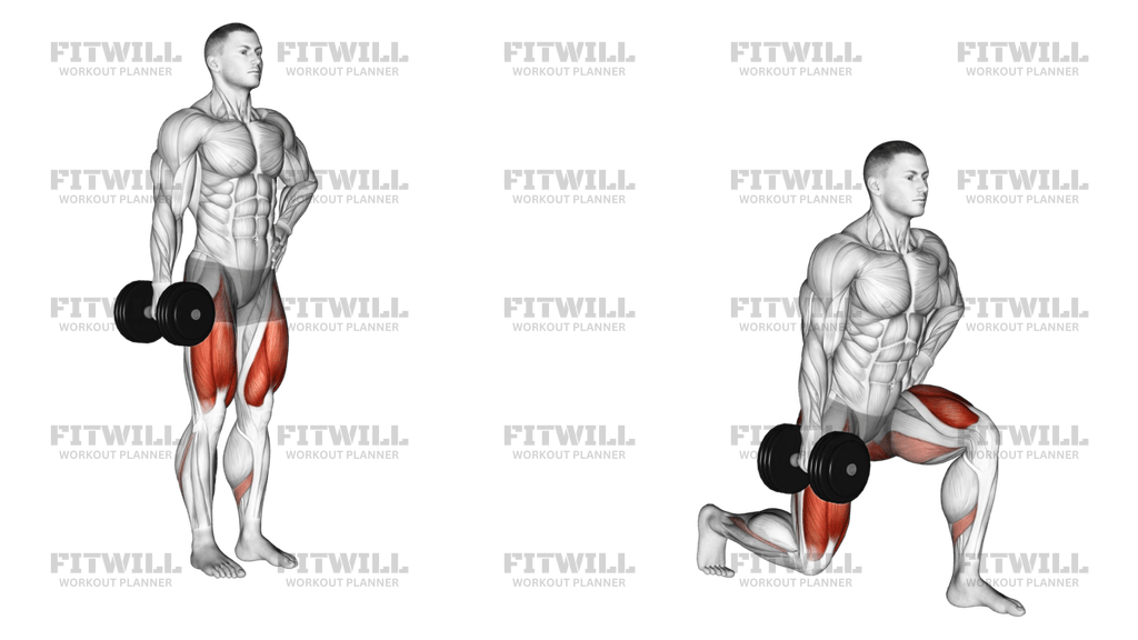 Dumbbell Contralateral Forward Lunge: Exercise Guide, Techniques ...