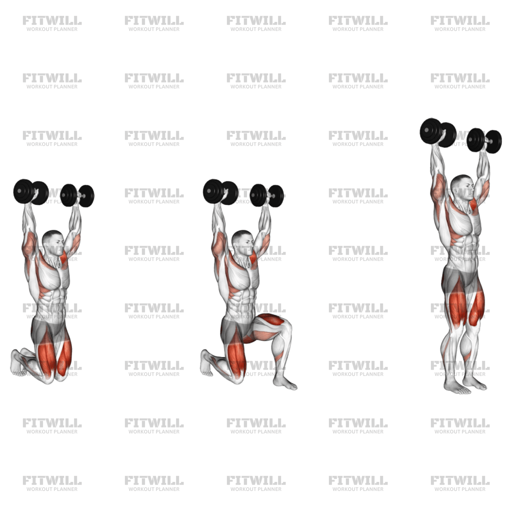 Dumbbell Kneeling Hold To Stand: Exercise Guide, Video, Techniques ...
