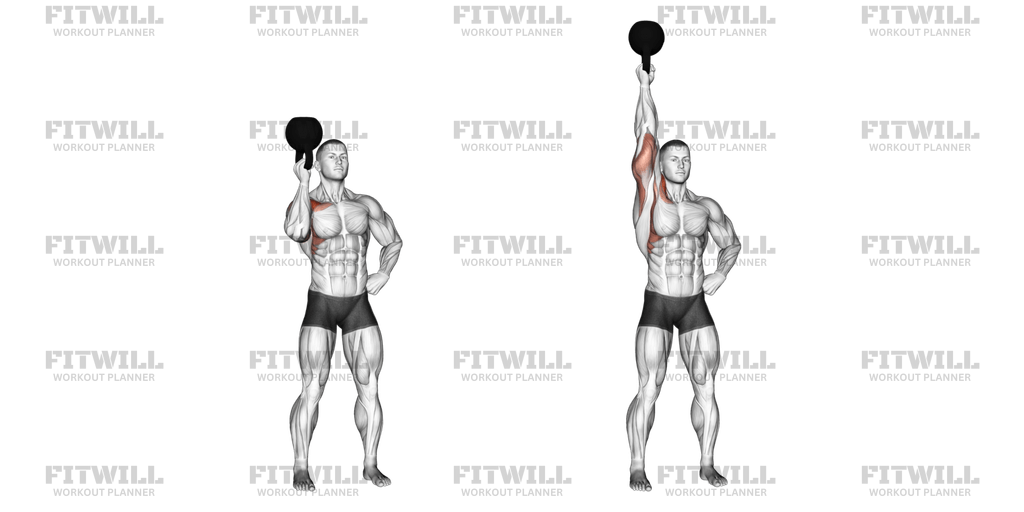 Kettlebell Standing Bottoms Up One Arm Shoulder Press: Exercise Guide, Video, Techniques ...