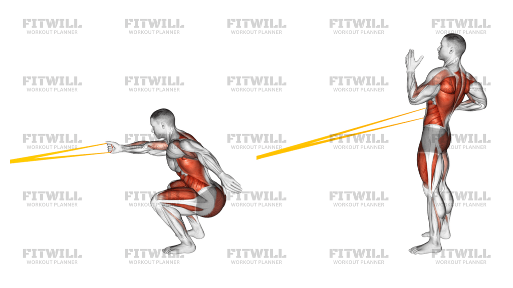 Resistance Band Squat With Single Arm Row: Exercise Guide, Techniques ...