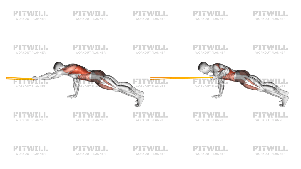 Resistance Band Front Plank With Single Arm Pulldown: Exercise Guide ...